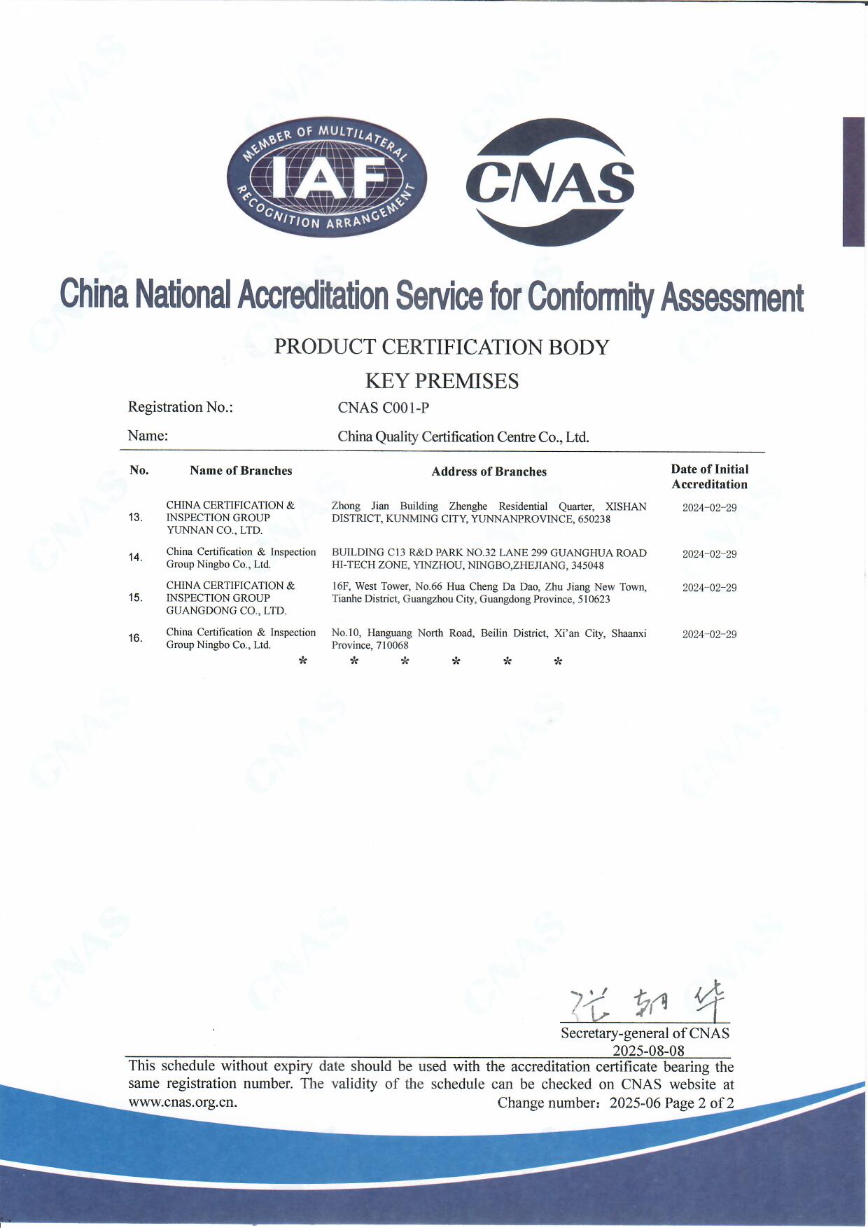 CHINA QUALITY CERTIFICATION CENTRE CO.,LTD.